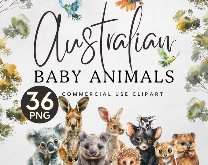Australian Animals Clipart | Watercolor Clipart | Kangaroo Clipart ...