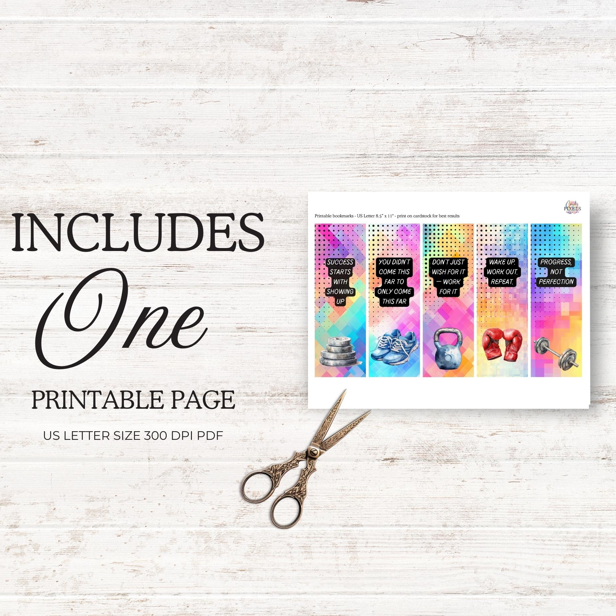Printable Bookmarks for Women, Fitness Inspiration Bookmarks, Print at ...