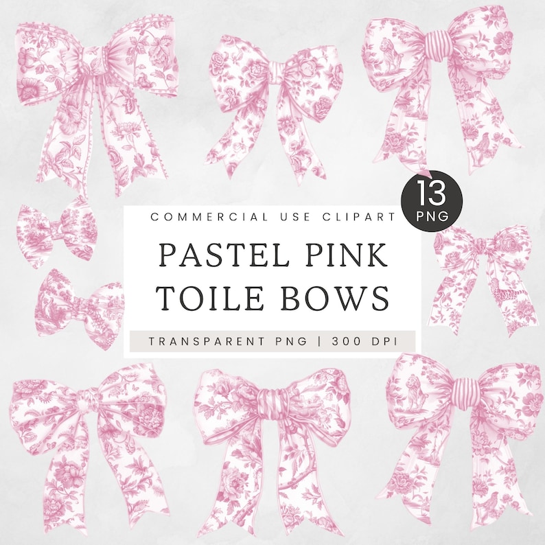 Pink Toile Bow Clipart | Light Pastel Vintage French Toile De Juoy ...