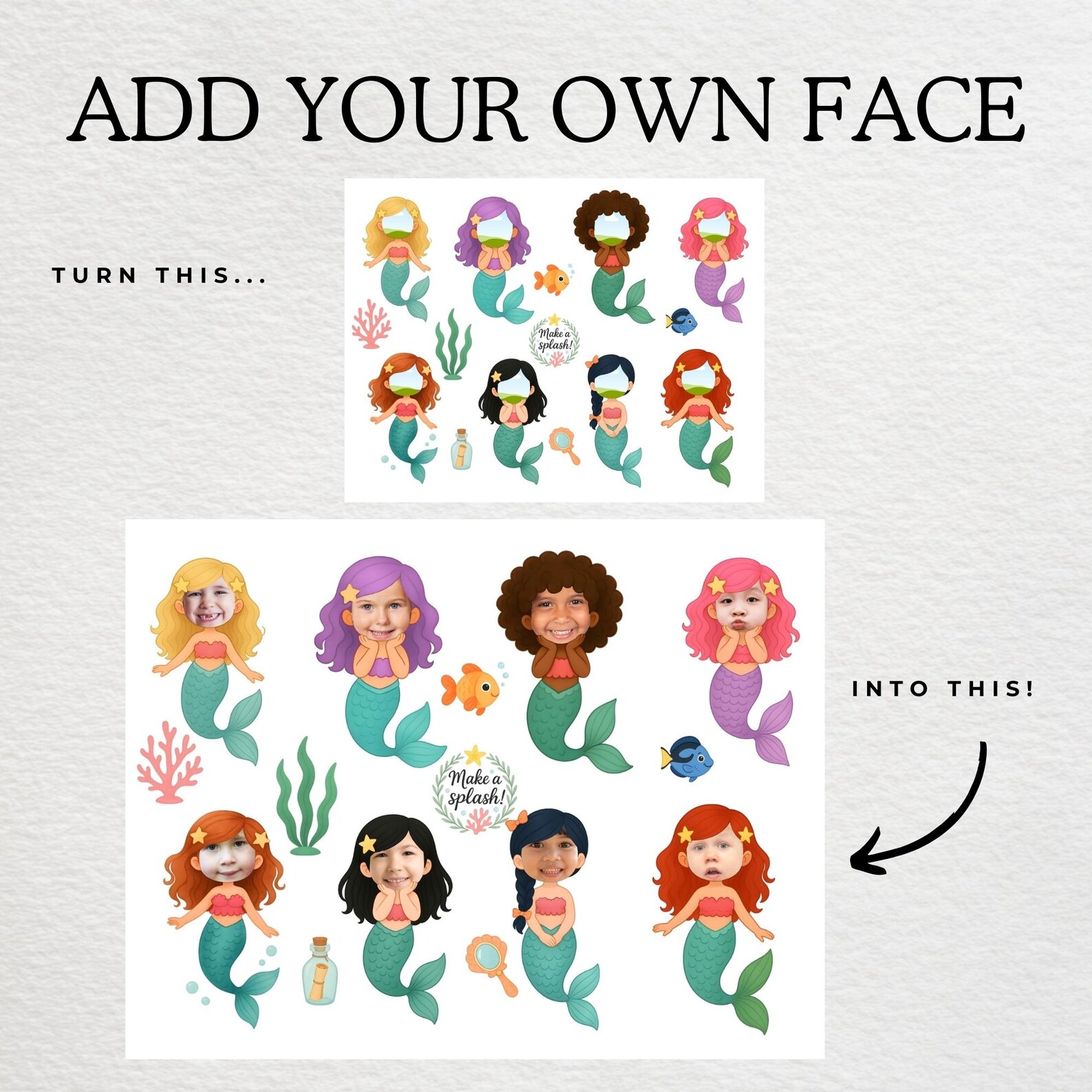 Add Your Own Face Clipart, Mermaid Add Your Photo Clip Art, Kids ...