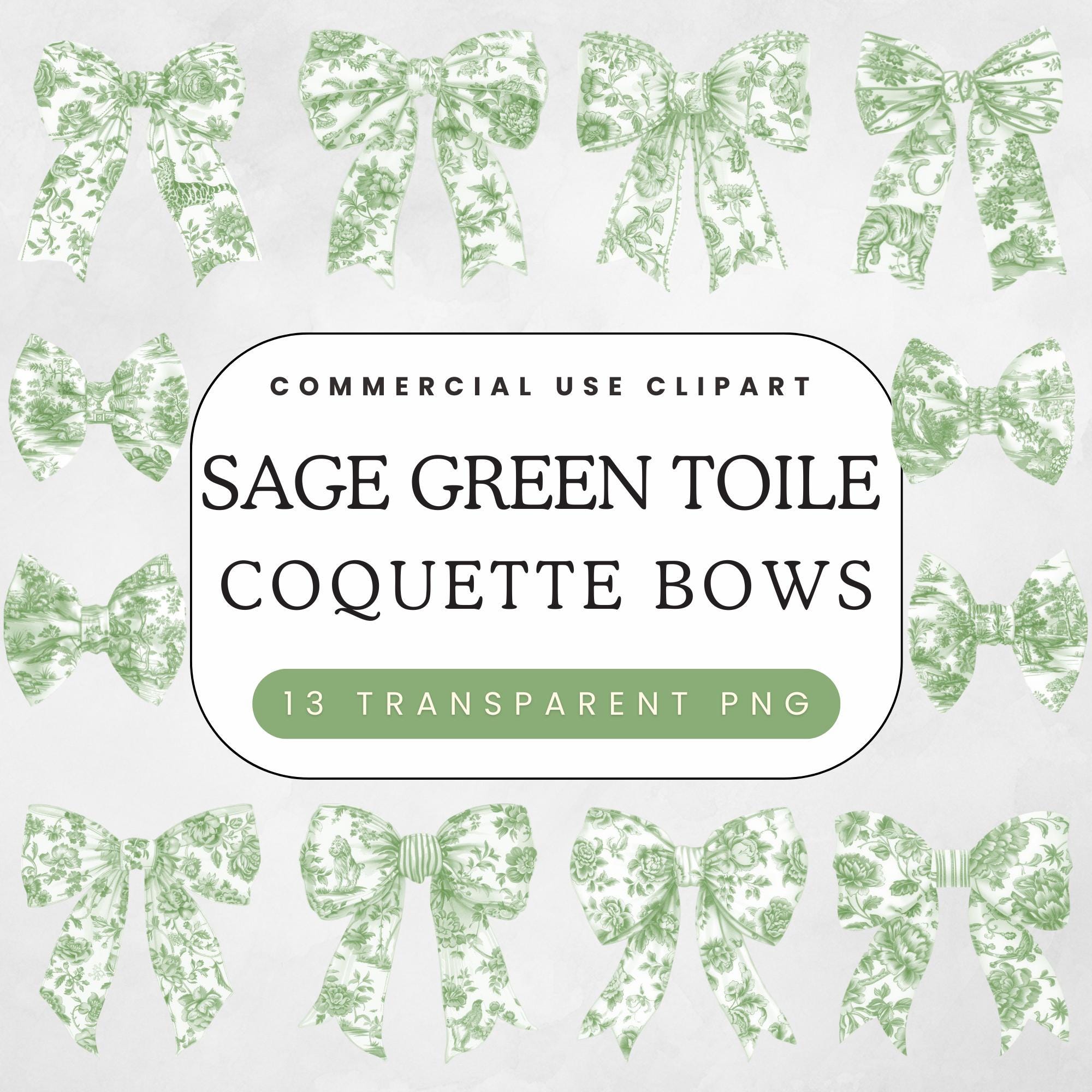 Sage Green Toile Bow Clipart | Vintage French Toile De Juoy | Coquette ...