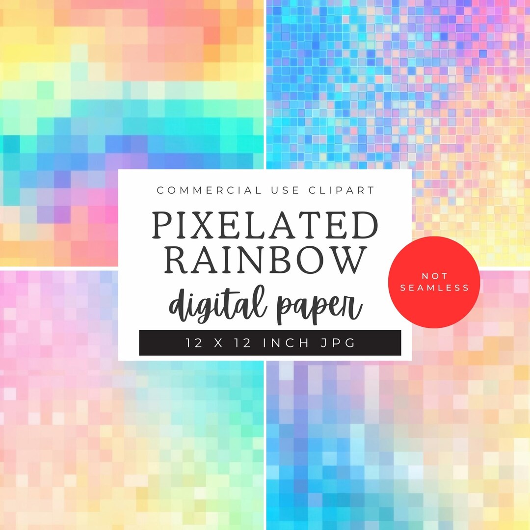 Pixelated Pastel Rainbow Background JPEG Pack | Digital Paper 12 X 12 ...