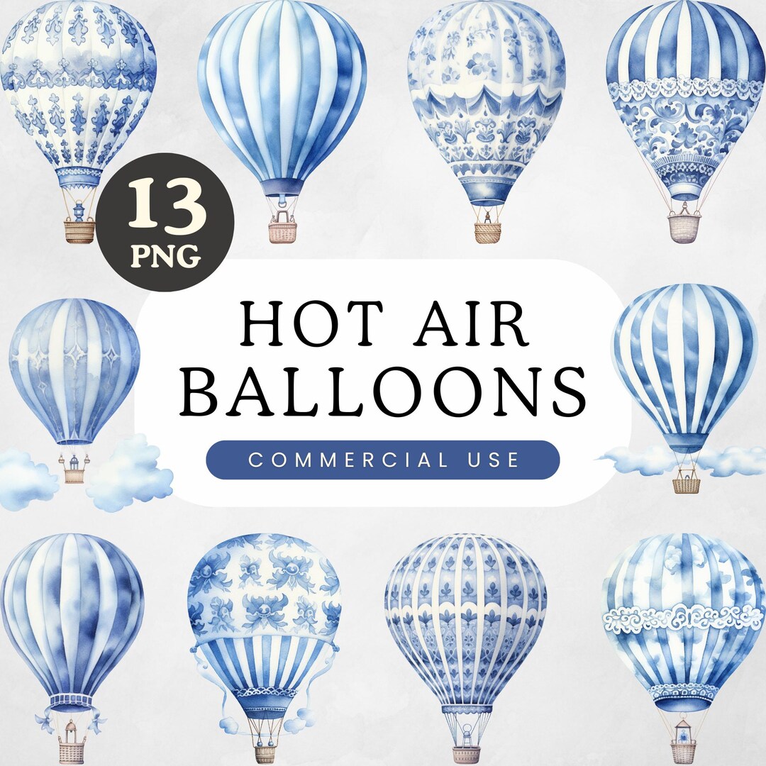 Pastel Watercolor Hot Air Balloon PNG | Blue Watercolor Clipart, Boy ...