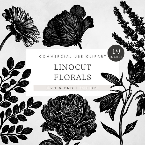 Flower Linocut - Etsy