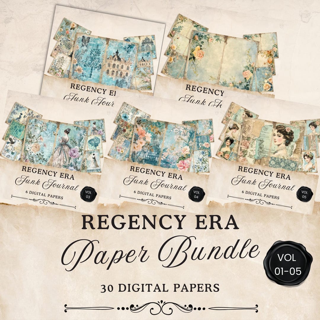 Regency Era Junk Journal Pages Bundle, 30 Jane Austen Printable Digital ...