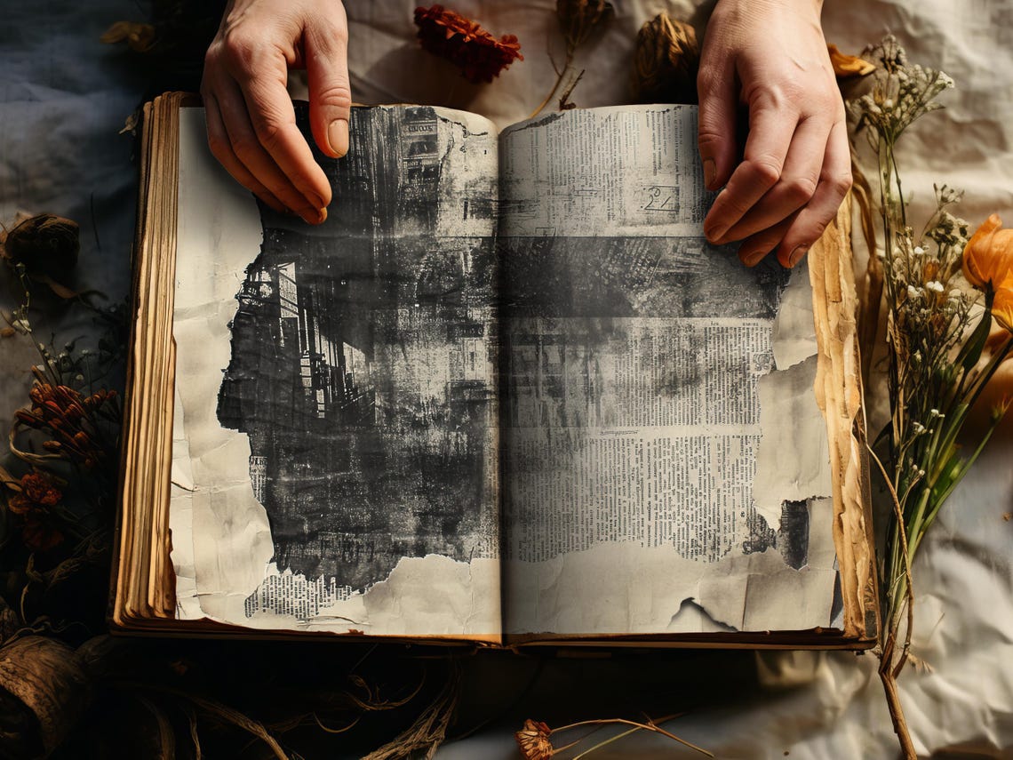 Filler Pages for Junk Journal, Black & White Collage Papers, 10 Digital ...