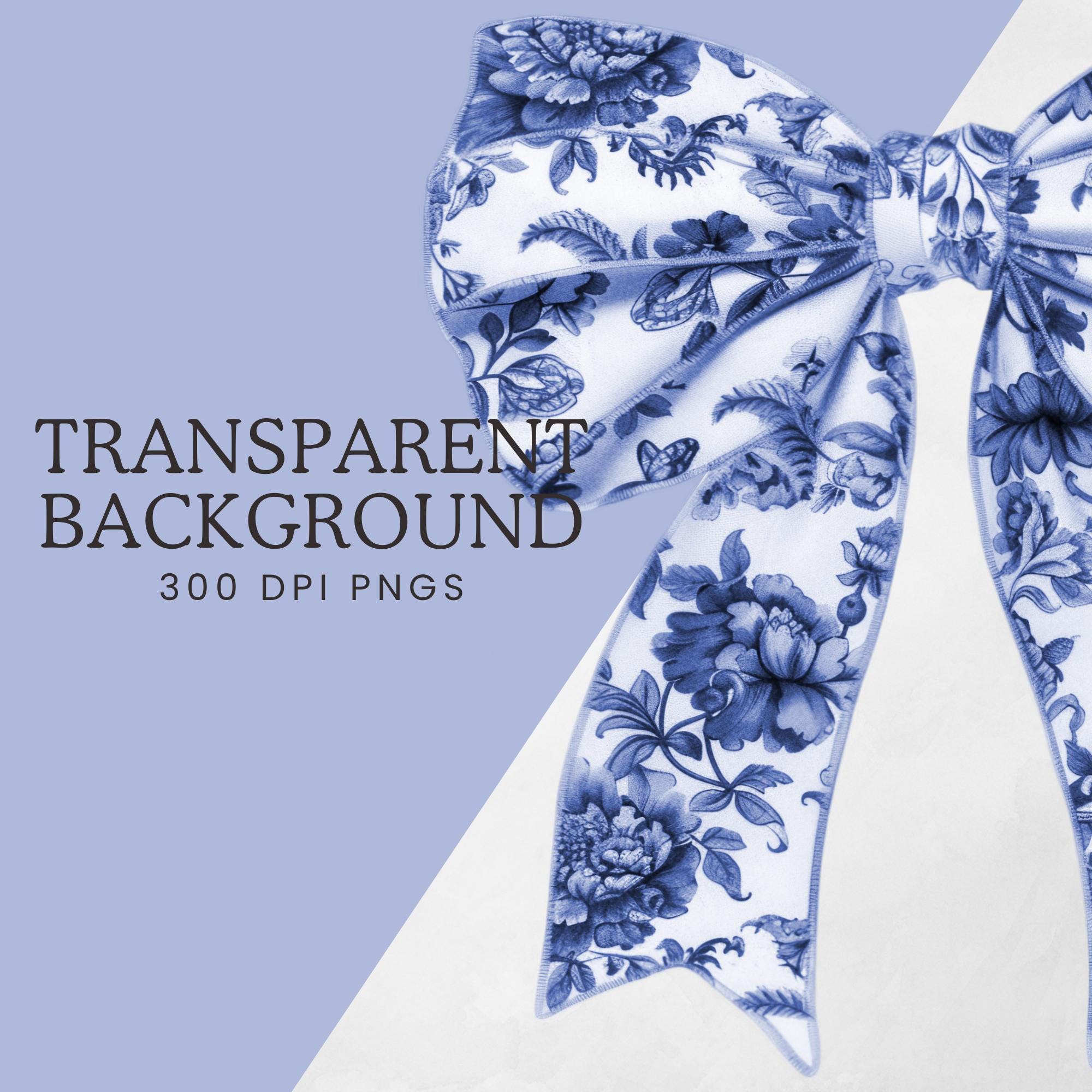 Delft Blue Toile Bow Clipart | Light Pastel Vintage French Toile De ...