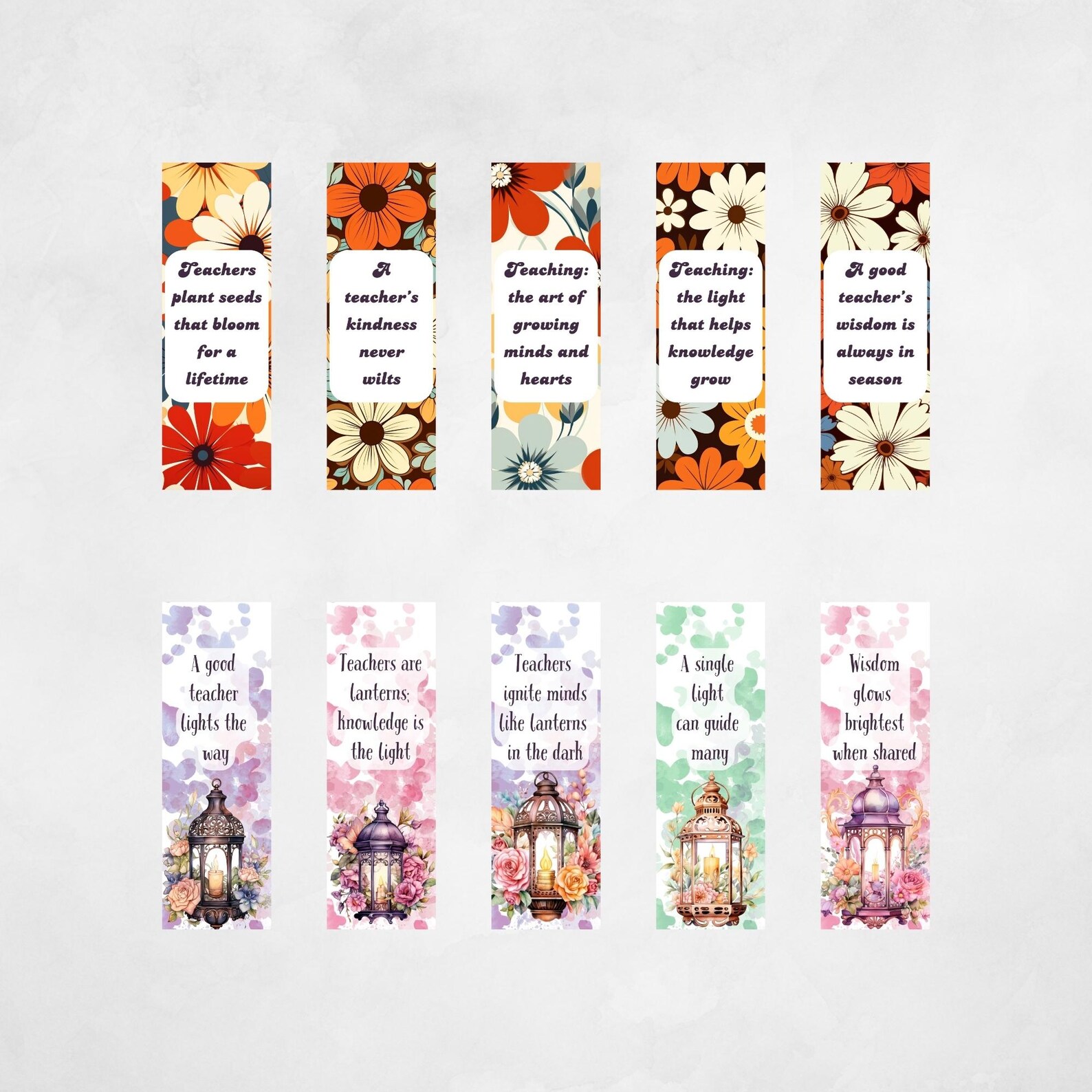 Printable Bookmarks for Teachers Bundle, Rainbow Teaching Quote ...