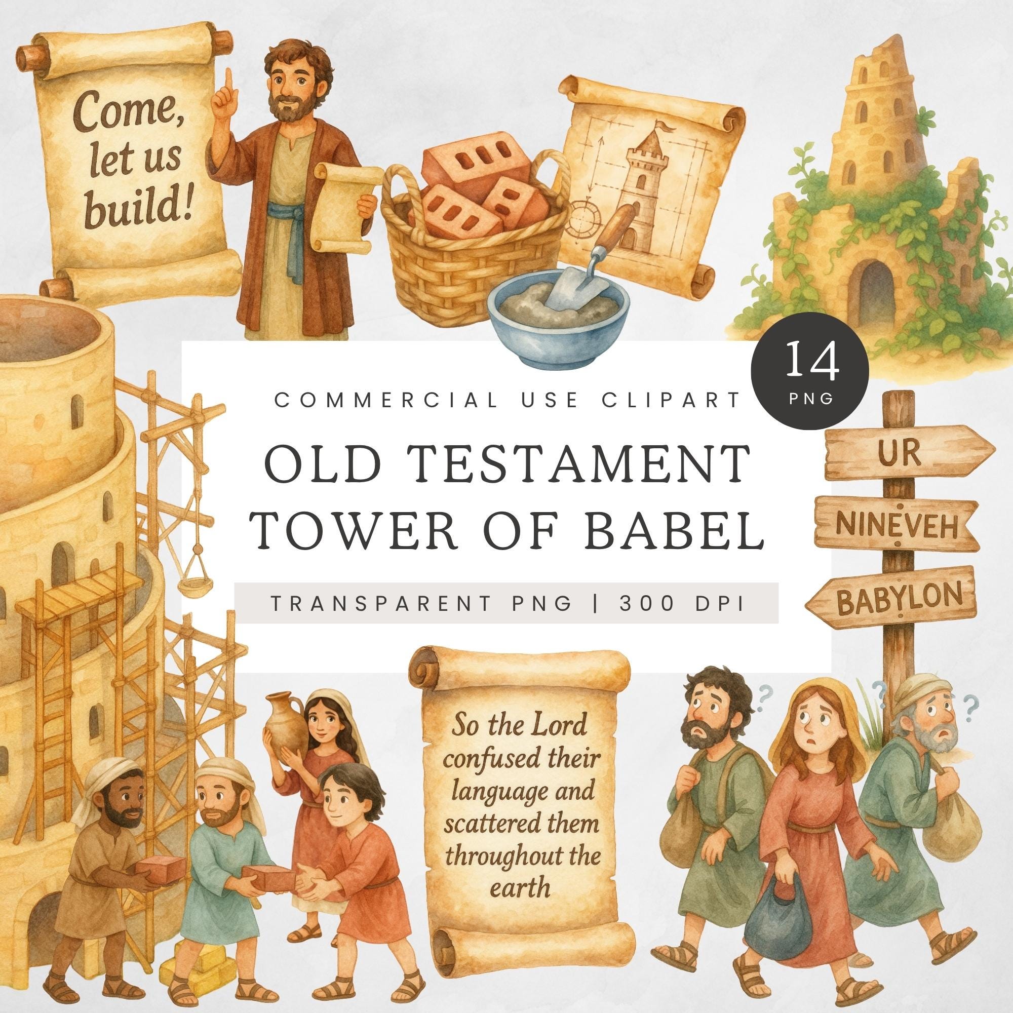 Tower of Babel Clipart, Old Testament Bible Character Clip Art ...