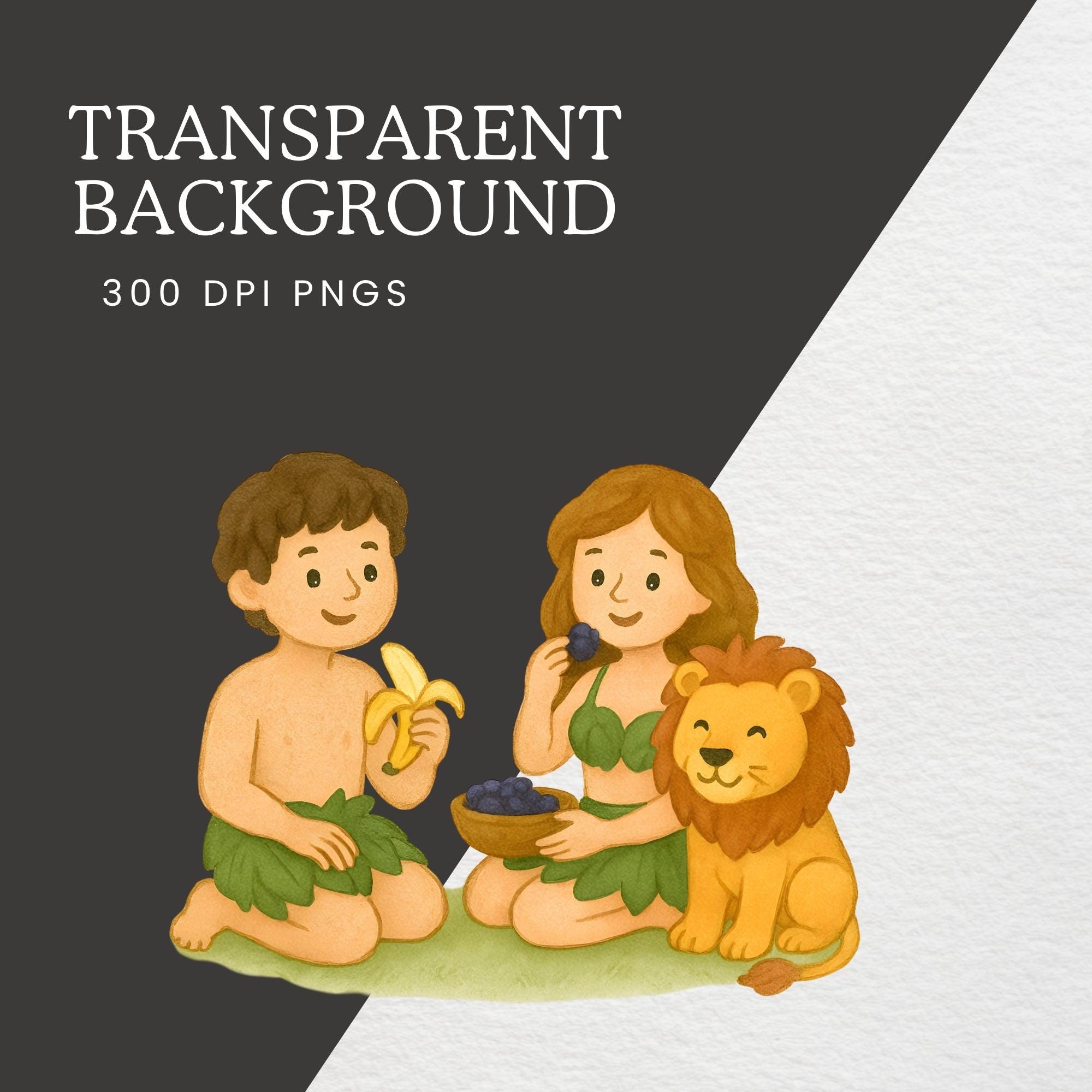 Adam and Eve Clip Art, Kids Bible Study Clipart, Adam and Eve PNG ...