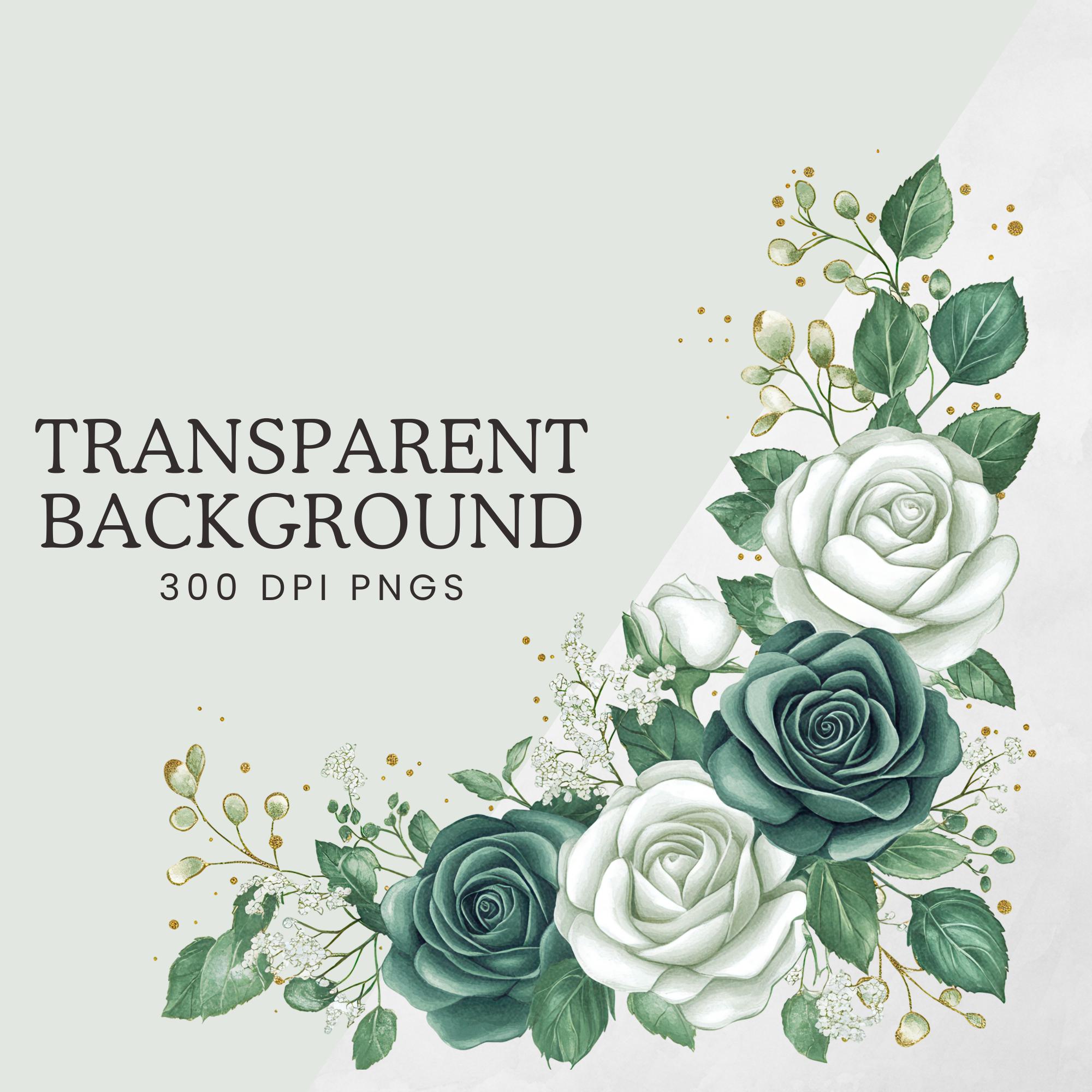 Emerald Green Roses PNG | Wedding & Bridal Watercolor Floral Clipart ...