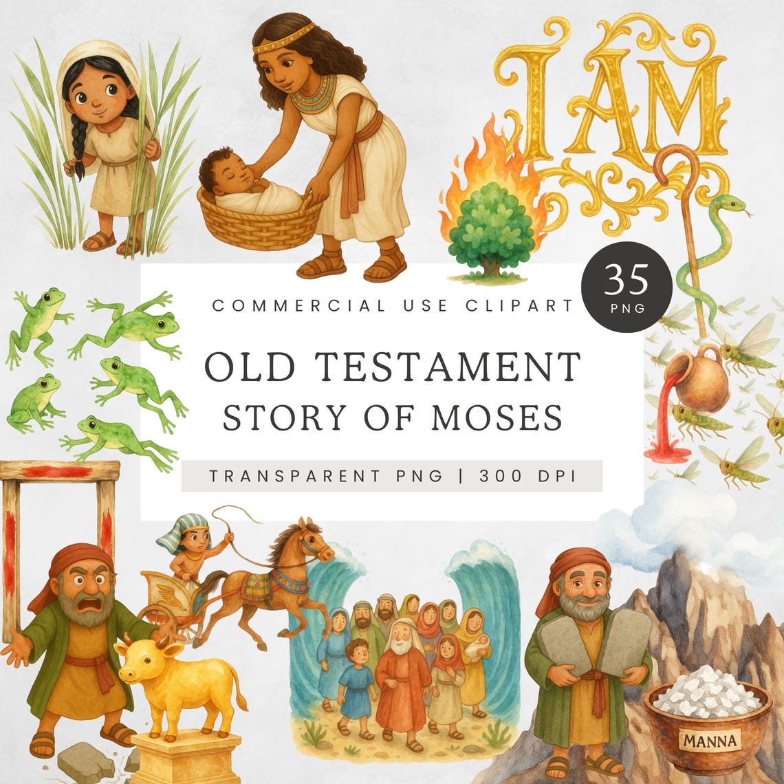 Moses Clip Art, Ten Commandments Clipart, Story of Moses PNG, Life of ...