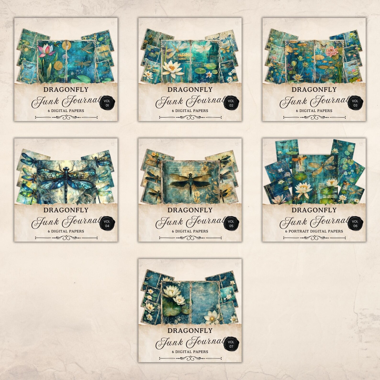 Dragonfly Junk Journal Kit Art Journal Paper Pages Folio Ephemera ...