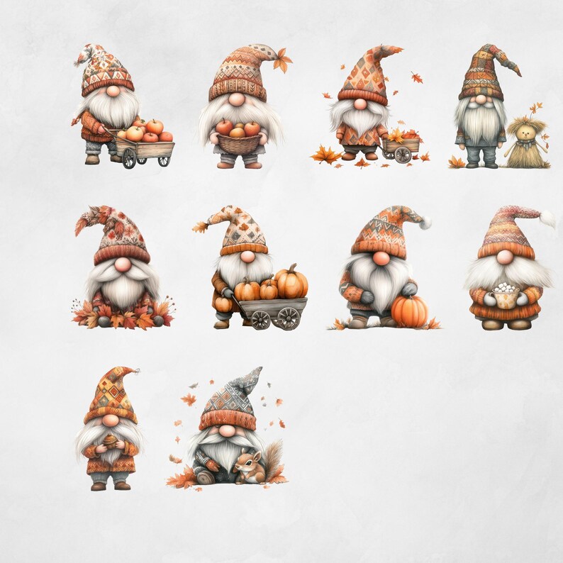 Fall Gnome Clipart | Autumn PNG | Nordic Gonk Gnome | Watercolor ...