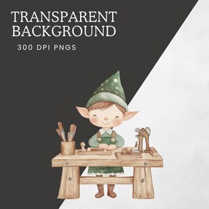 Santa Workshop Clipart, Christmas Watercolor PNG, Xmas Santa Claus ...