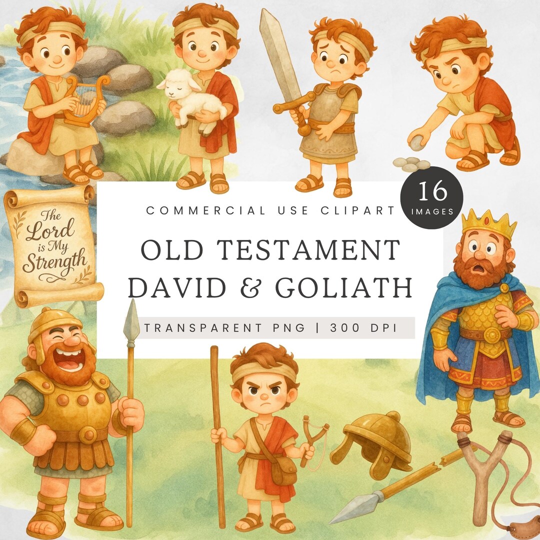 David and Goliath Clipart, Old Testament Biblical Character Clip Art ...