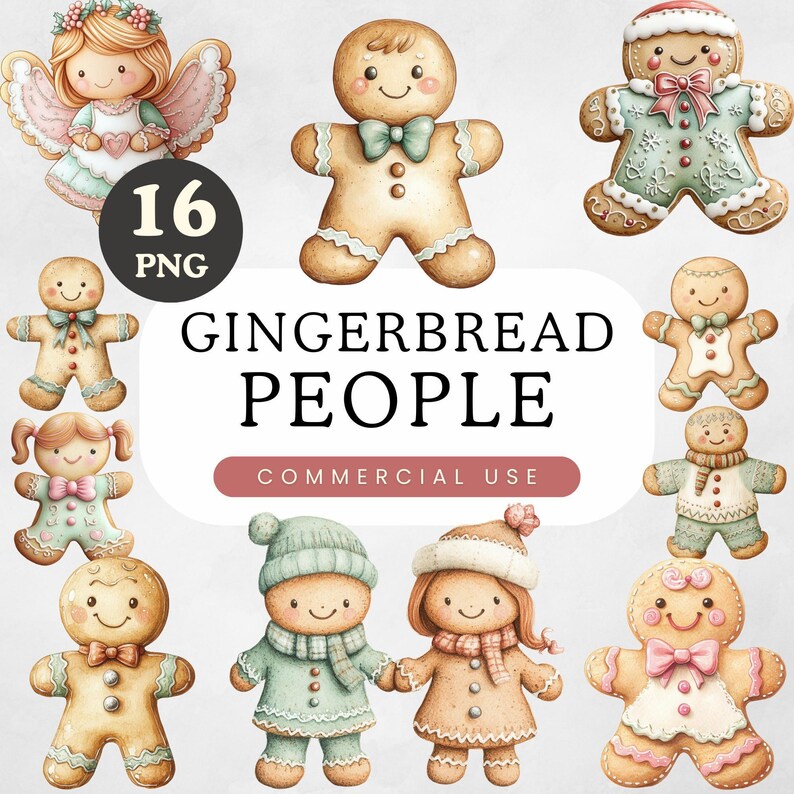 Pastel Gingerbread Clip Art | Gingerbread Cookie Clipart | Pink ...