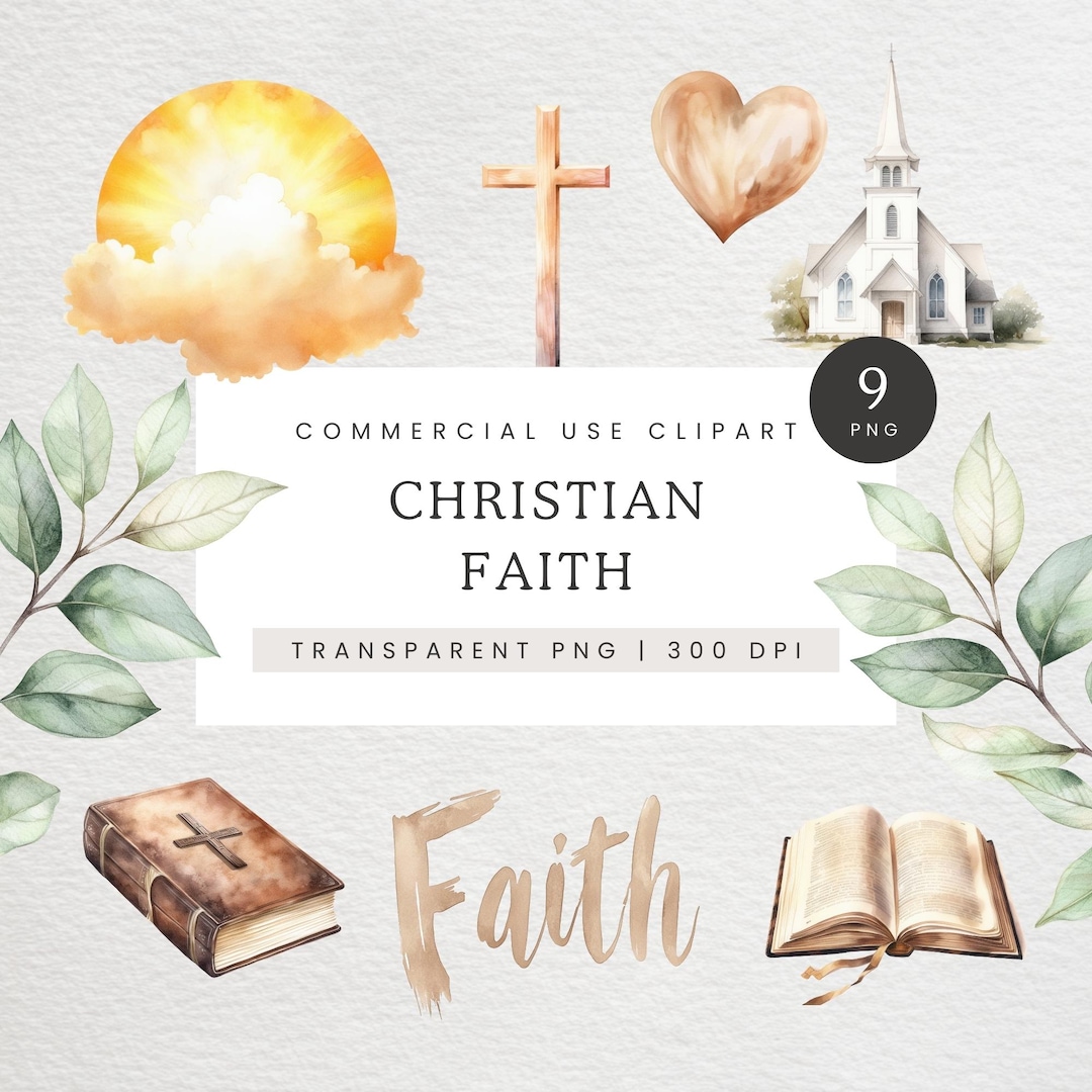 Christian Faith Clipart, Open Bible PNG, Simple Neutral Cross Clip Art ...