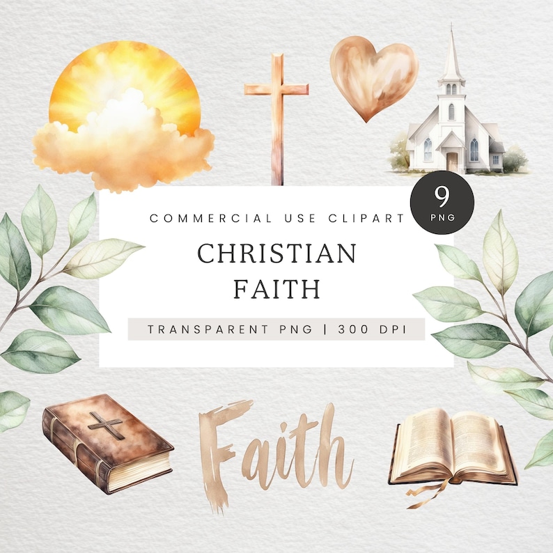 Christian Faith Clipart, Open Bible PNG, Simple Neutral Cross Clip Art ...