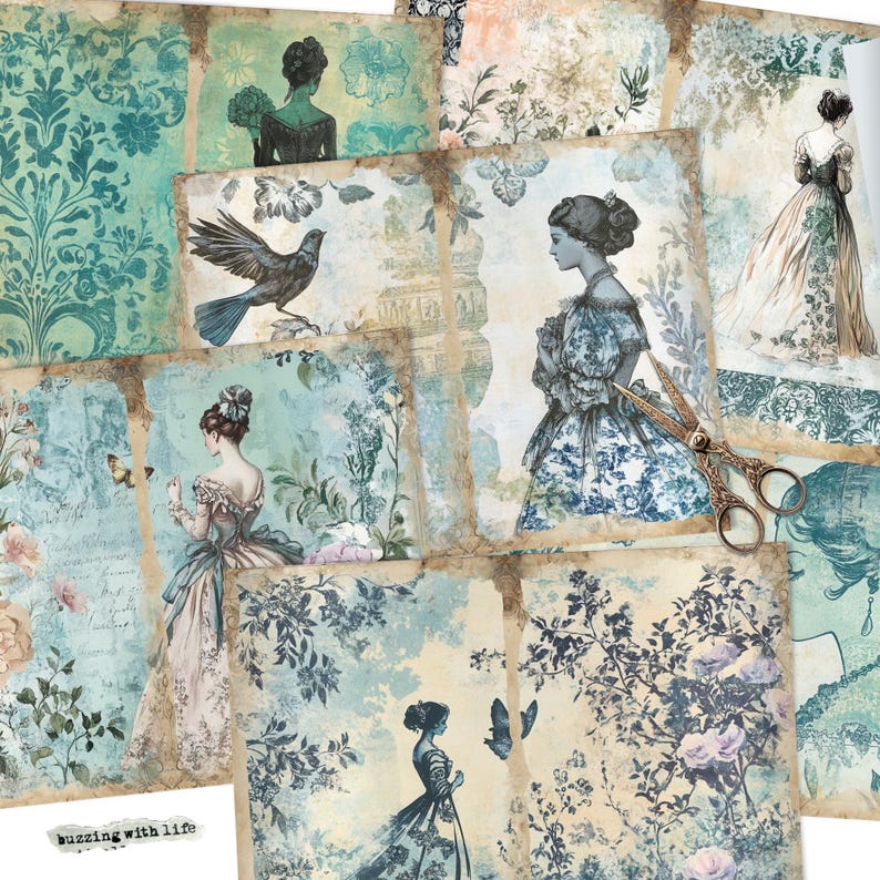 Regency Era Junk Journal Pages, 6 Jane Austen Printable Digital Papers ...