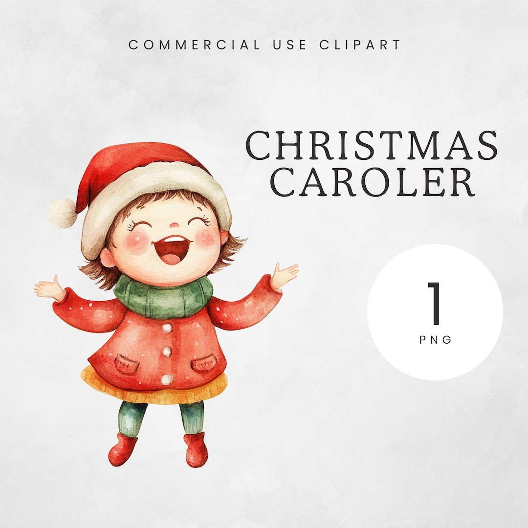 Clipart Christmas Carolers PNG, Watercolor Kids Singing Clip Art ...