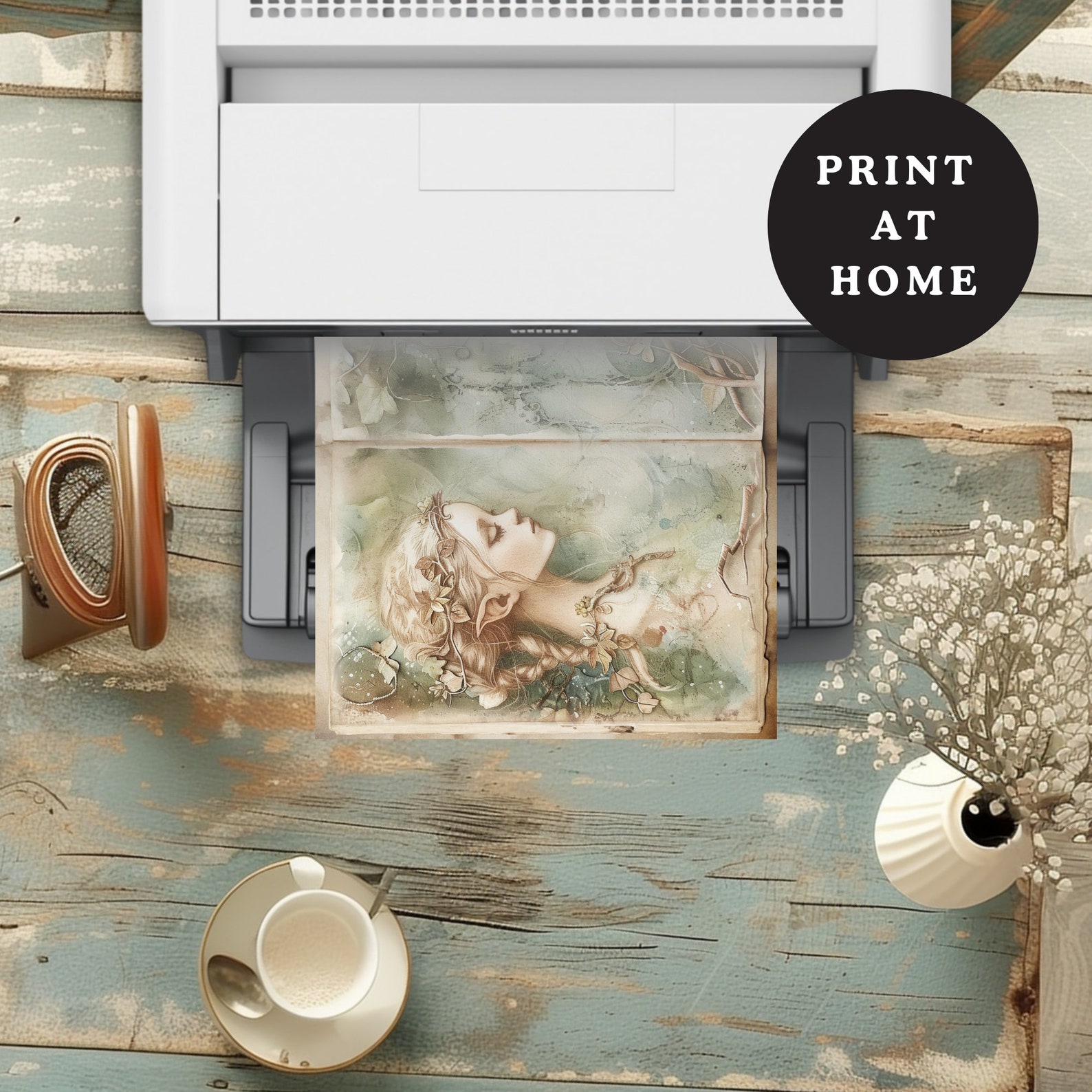 Elven Forest Theme Paper 6 Enchanted Elf Junk Journal Pages Digital ...