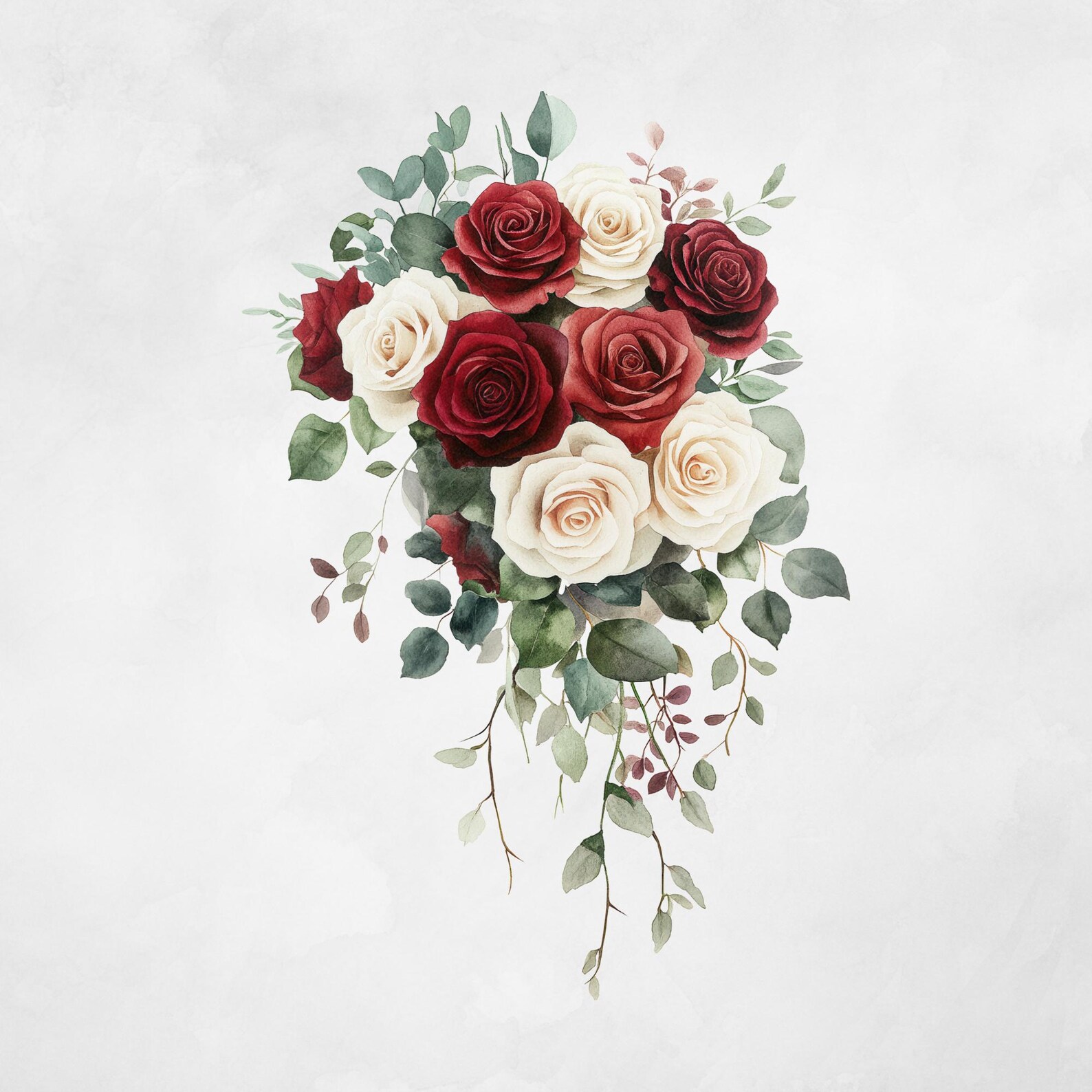 Burgundy and Blush Floral Clipart, Watercolor Flowers Collection Clip ...