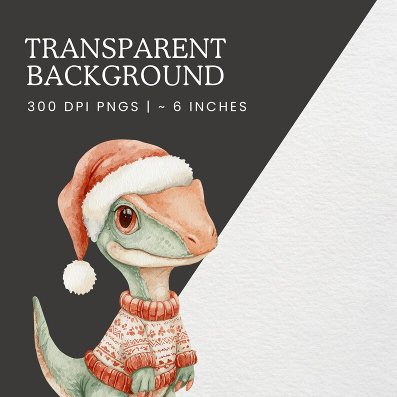Christmas Dinosaur Clipart Set, Cute Xmas T-rex Pngs With Santa Hats ...