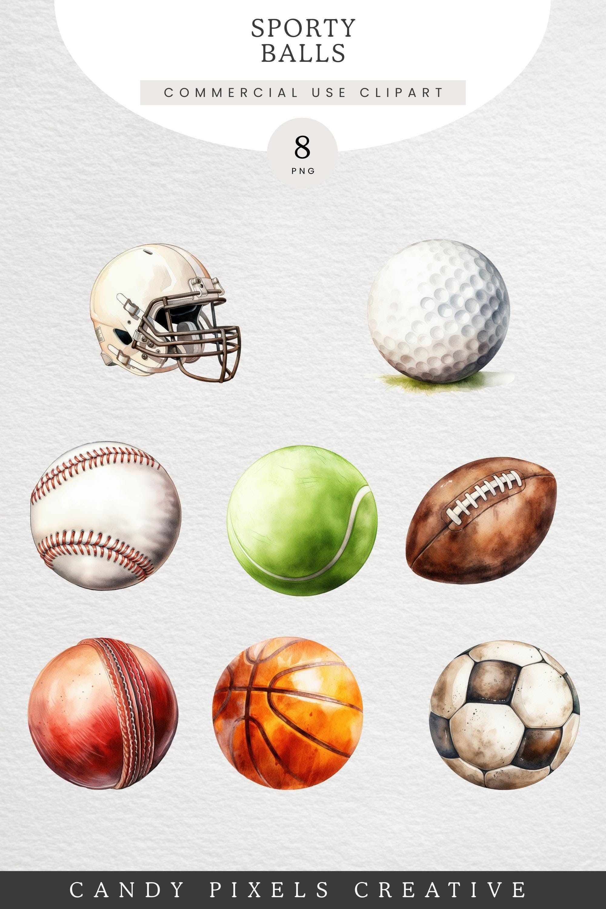 Sports Balls PNG Watercolor, Summer Sport Clipart, Football PNG ...