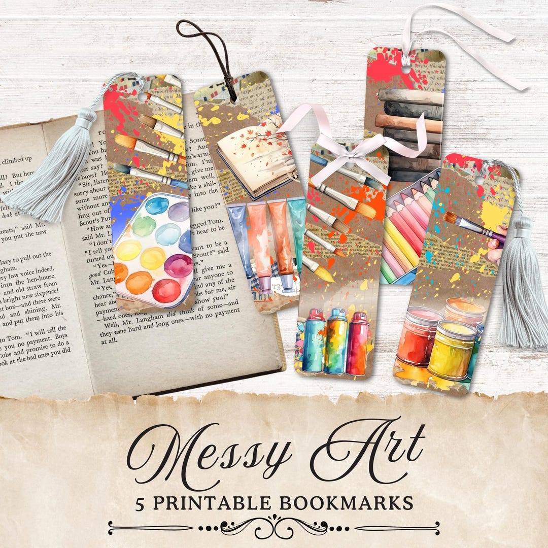 Cute Quirky Art Bookmarks Printable, Painter Printable Bookmark, Print ...