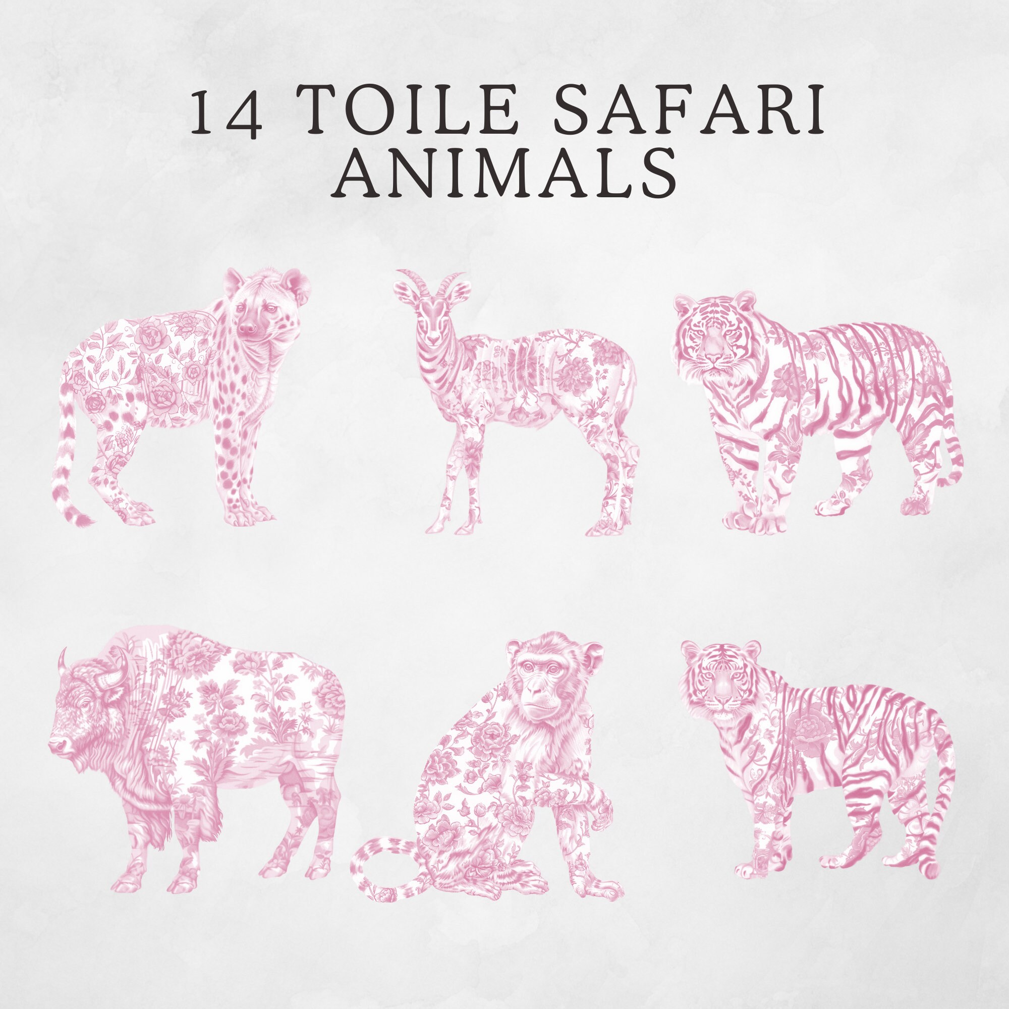 Toile Safari Baby Shower Pastel Pink | French Toile De Juoy ...