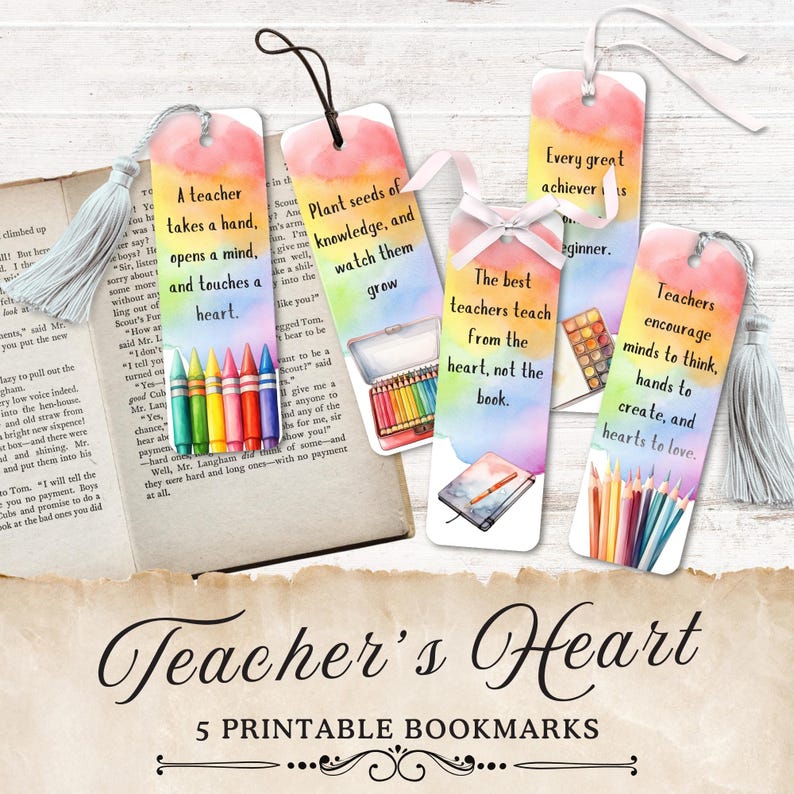 Printable Bookmarks for Teachers, Rainbow Teaching Quote Bookmarks ...
