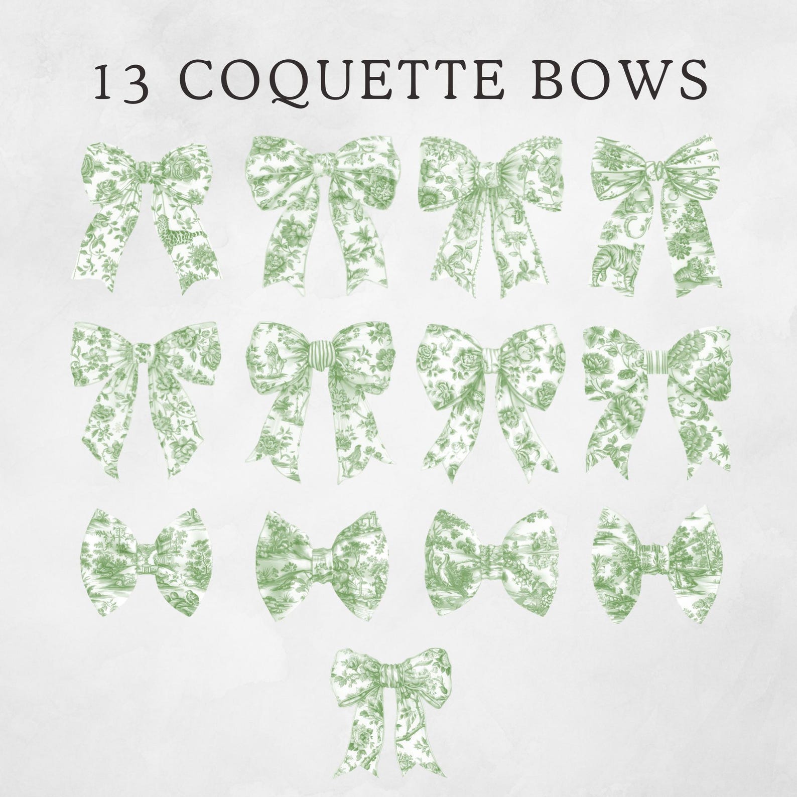 Sage Green Toile Bow Clipart | Vintage French Toile De Juoy | Coquette ...