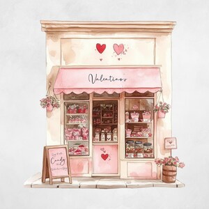 Candy Shop Clipart, Valentine Sweets Shop Transparent PNG, Watercolor ...