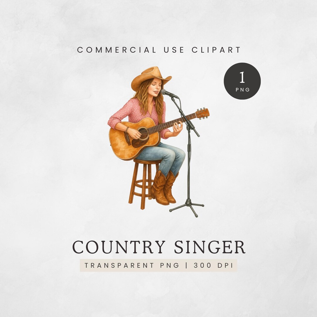 Country Singer Clipart, Vintage Country Singer PNG, Western Cowgirl ...