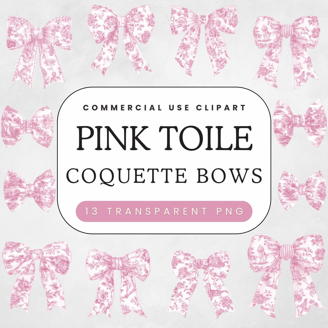Pink Toile Bow Clipart | Light Pastel Vintage French Toile De Juoy ...