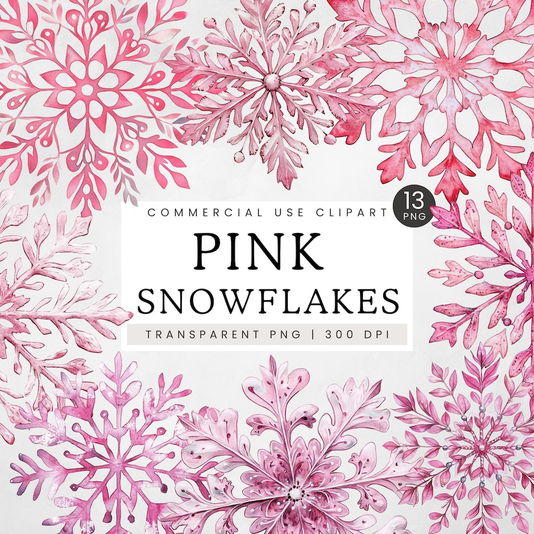 Pink Watercolor Snowflake PNG, Pink Snowflake Clipart, Winter ...