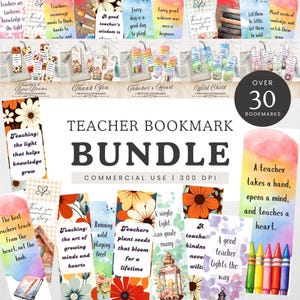 Printable Bookmarks for Teachers Bundle, Rainbow Teaching Quote ...
