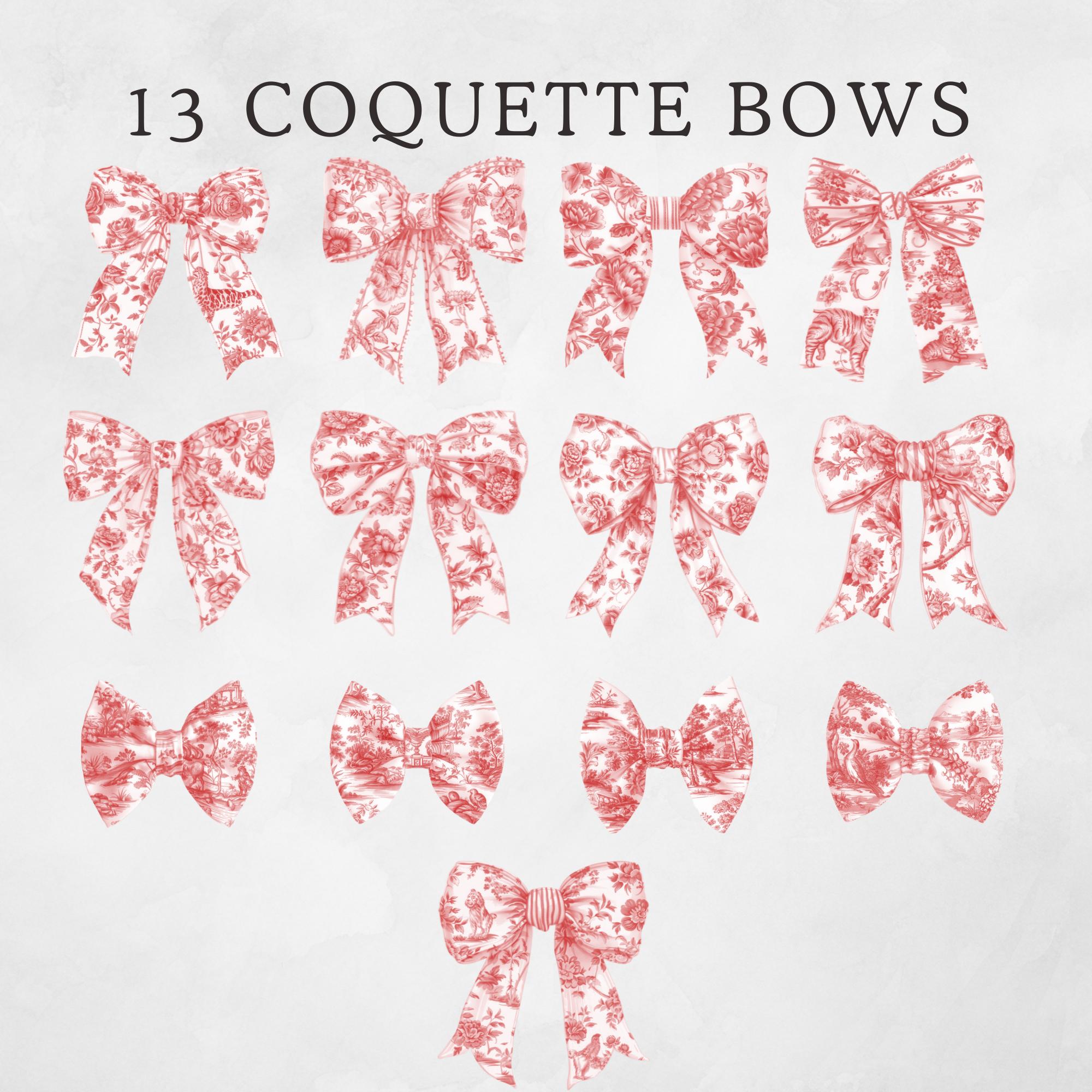 Light Red Toile Bow Clipart | Vintage French Toile De Juoy | Coquette ...