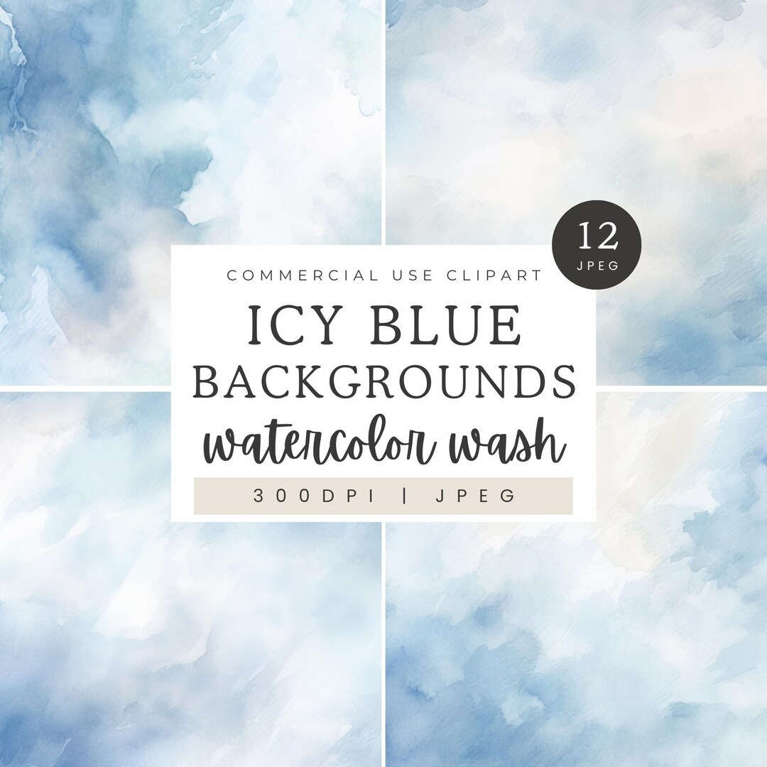 Icy Blue Watercolor Texture Backgrounds, Light Watercolor Washes ...