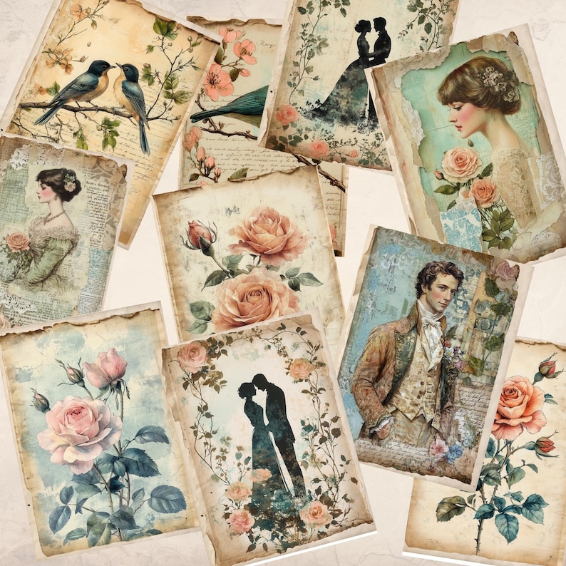 Regency Era Junk Journal Ephemera Cards, 12 Artist Trading Cards, Jane ...