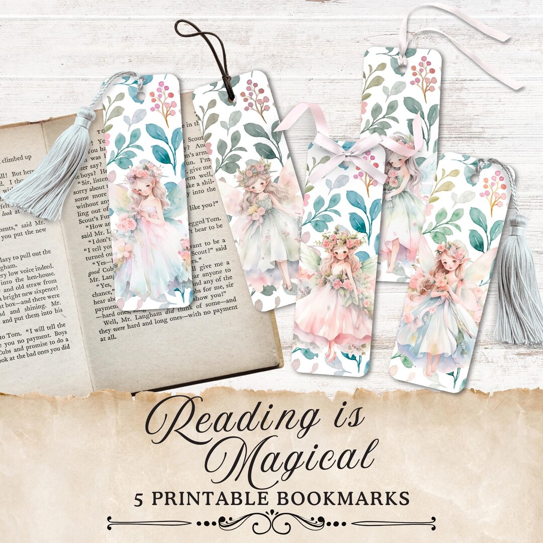 Printable Bookmarks for Girls, Sweet Floral Fairy Bookmarks, Print at ...