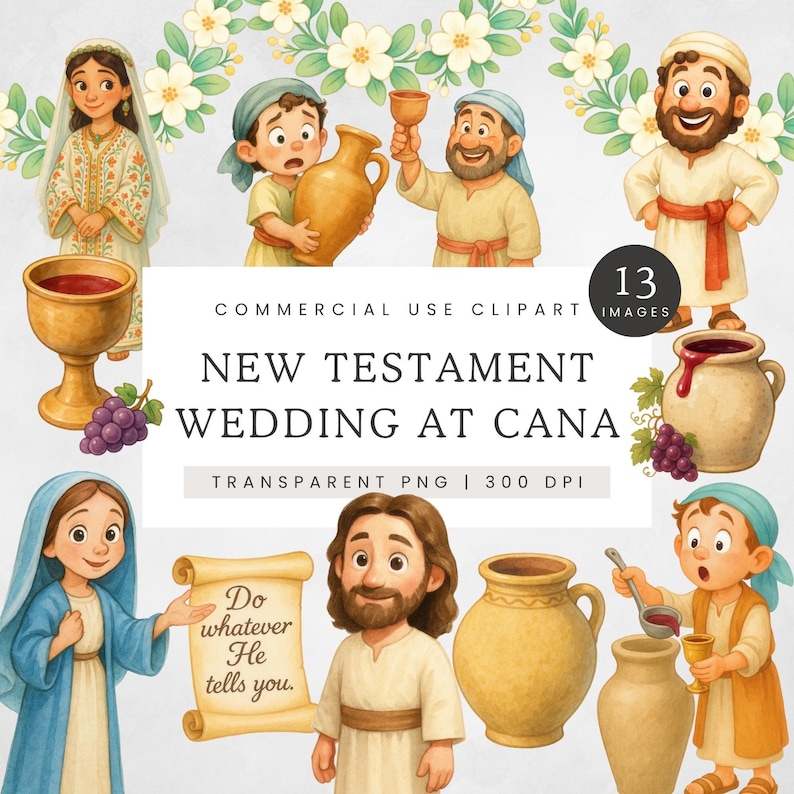 Wedding at Cana Clipart, New Testament Bible Character Clip Art ...