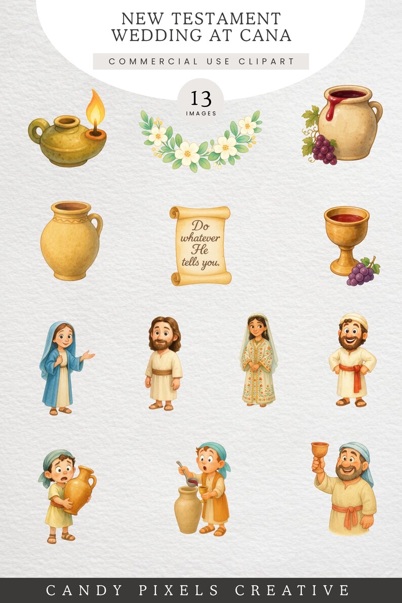 Wedding at Cana Clipart, New Testament Bible Character Clip Art ...