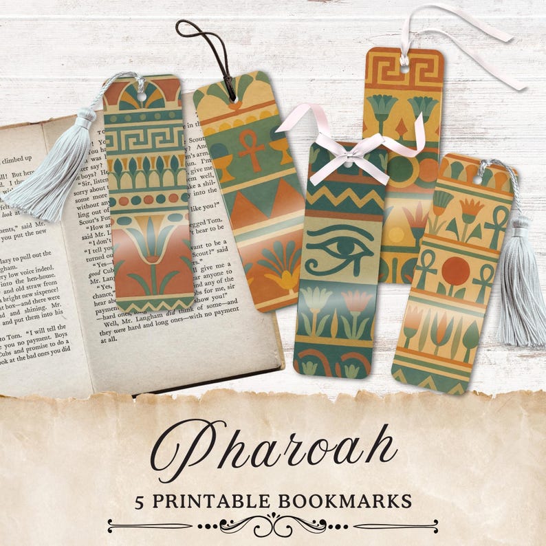 Egypt Printable Bookmarks, Ancient Egyptian Patterns Bookmarks, Print ...