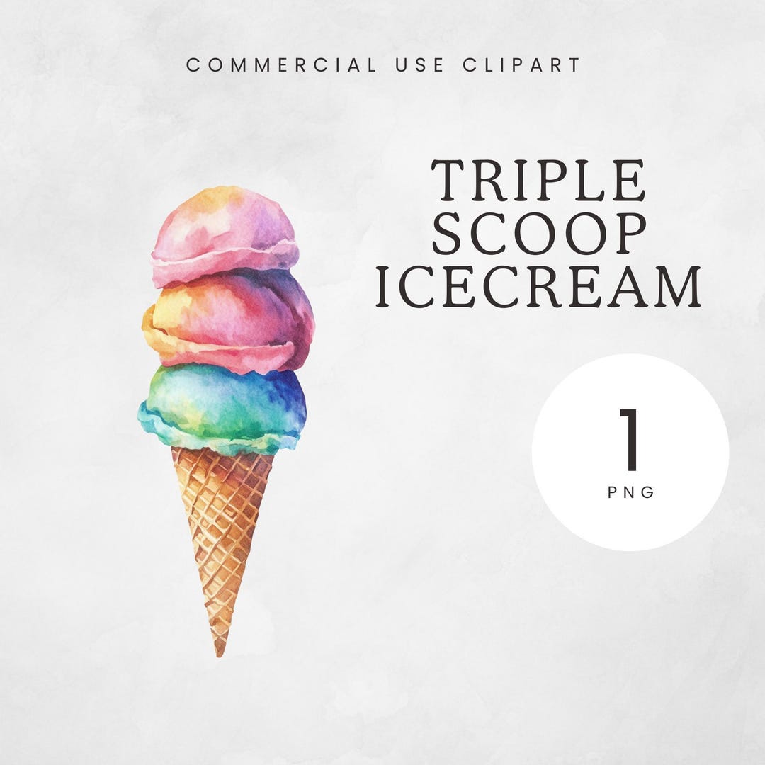 Ice Cream Cone Clipart, Three Scoops of Fun Clip Art, Ice Cream in a ...