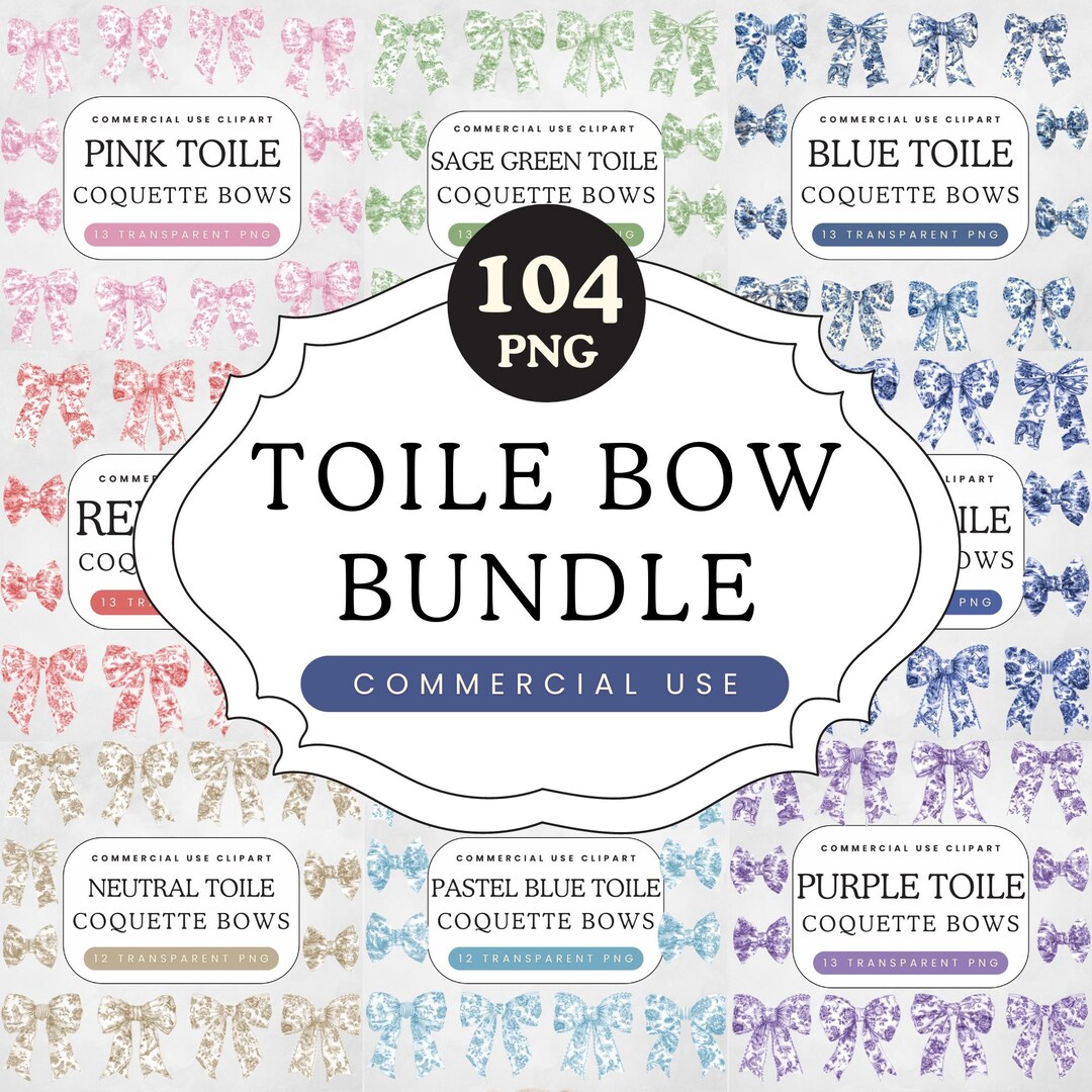 Toile Bow Clipart Bundle | Vintage French Toile De Juoy | Coquette Bows ...
