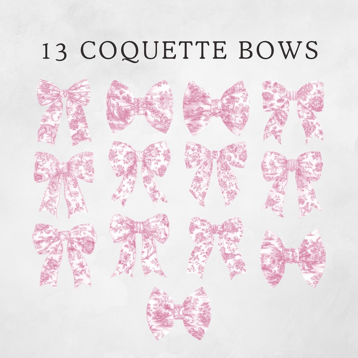 Pink Toile Bow Clipart | Light Pastel Vintage French Toile De Juoy ...