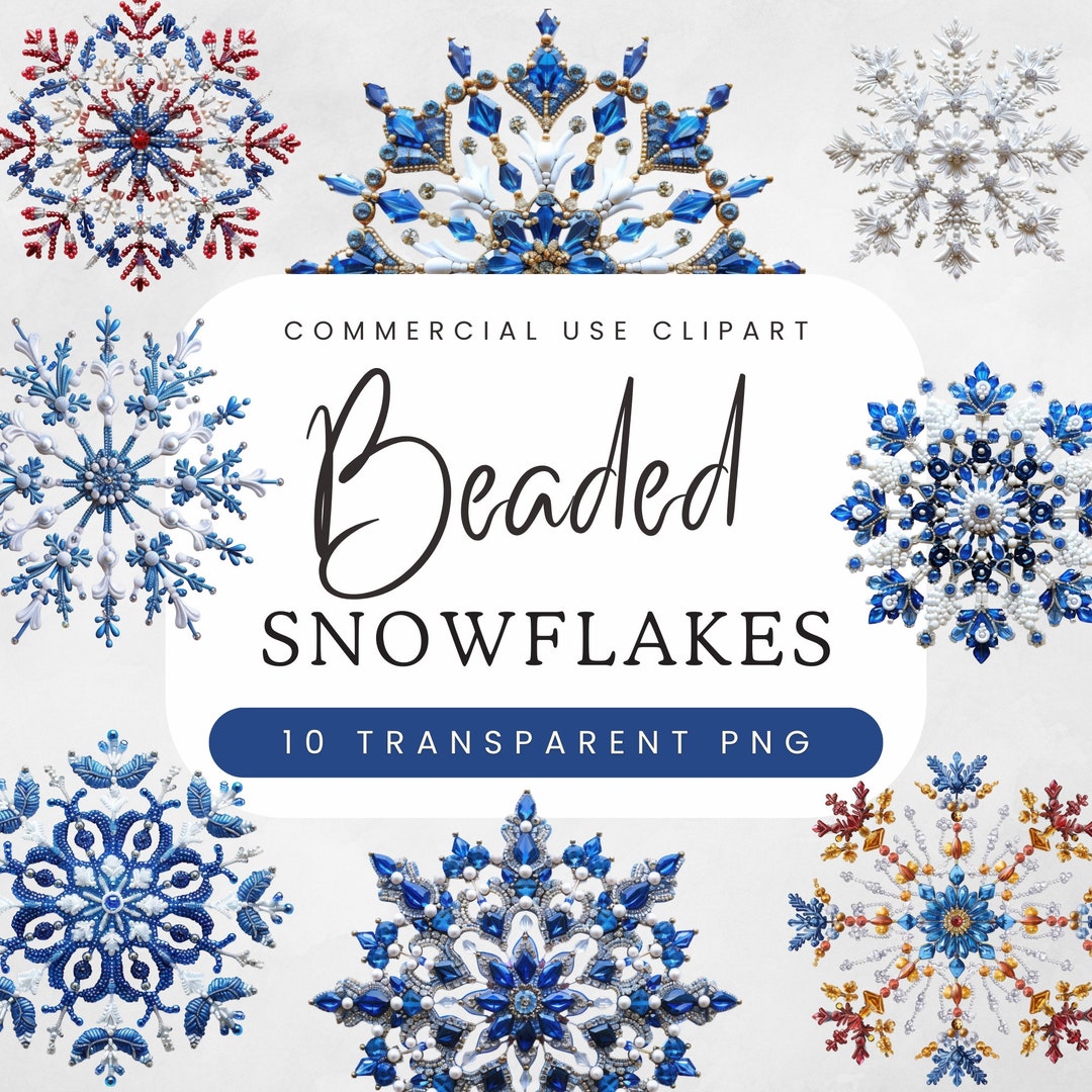 Beaded Snowflake Ornament Clipart | Watercolor PNG | Christmas ...