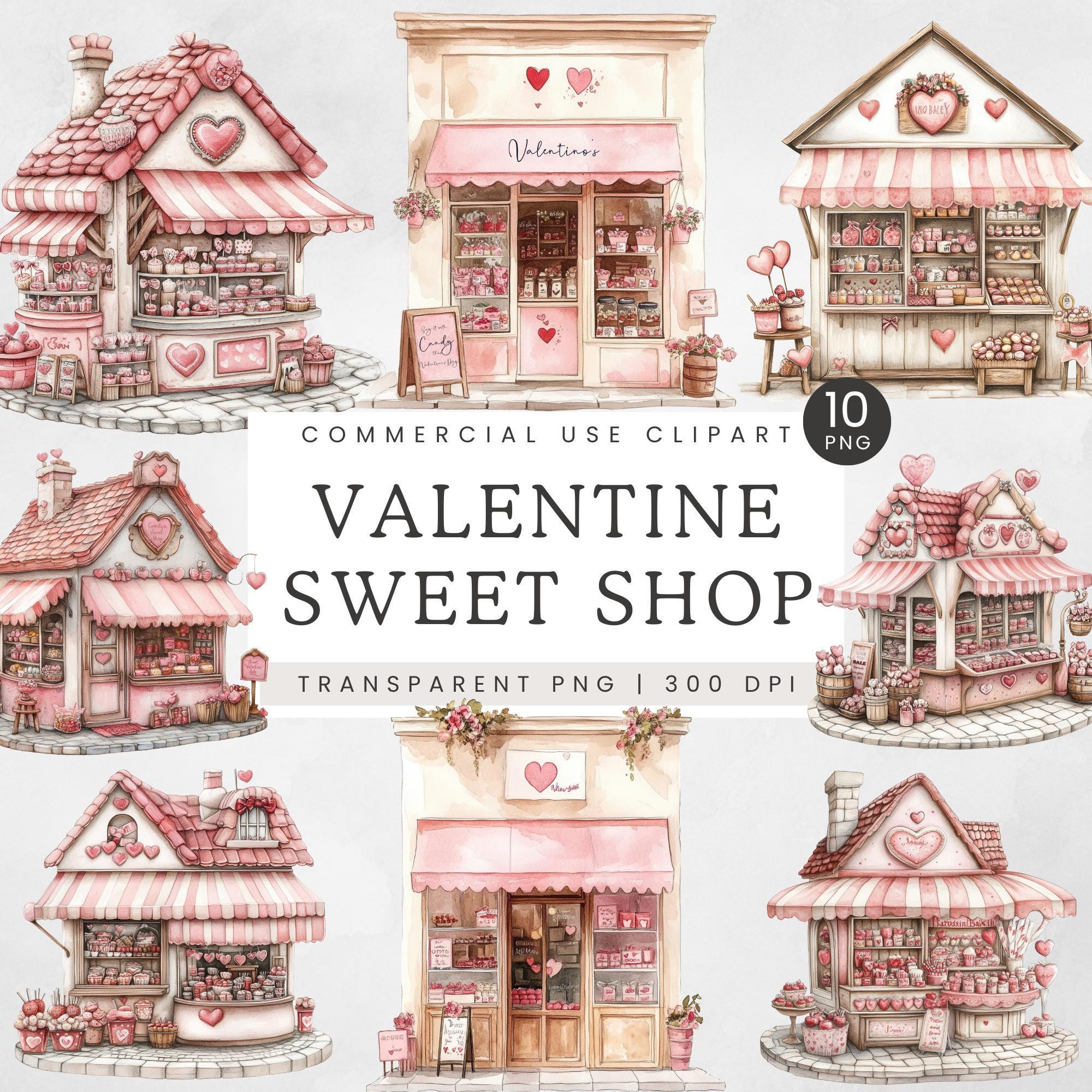 Candy Shop Clipart, Valentine Sweets Shop Transparent PNG, Watercolor ...